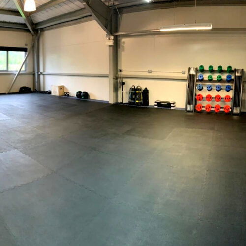 GymGuard Solid Rubber Interlocking Gym Floor Mats (Black) - Duramat UK